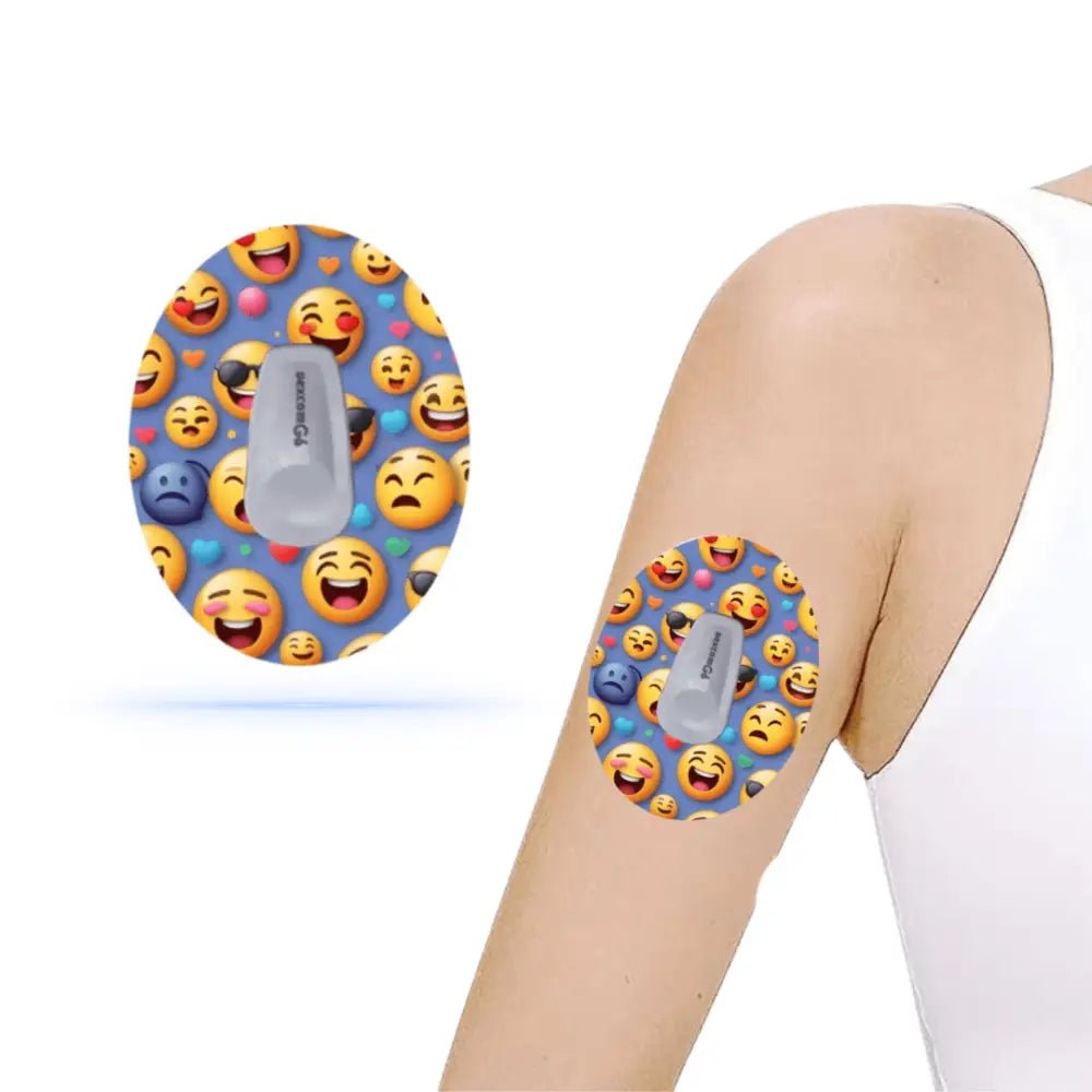 Smiley Emoji CGM Sensor Patches for Dexcom G6 (5-pack) | Diabeteshjalp